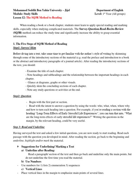 The Sq3r Method To Reading Pdf