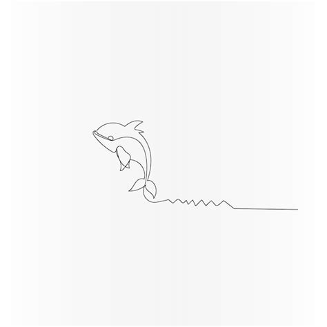 Premium Vector Continuous One Line Drawing Of Dolphin Outline Vector
