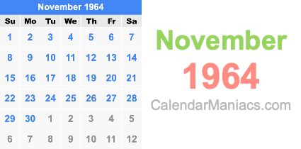 November 1964 Calendar