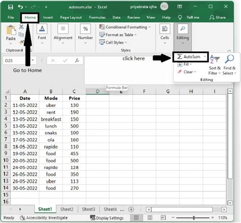 Autosum Multiple Rows And Columns In Excel