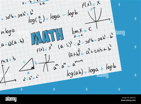 Math Exercises Formulas And Equations For Calculus Algebra With Grid Sheet And Blue Background