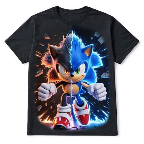 Camiseta Camisa Sonic Infantil E Adulto Blusa Unissex 100 Algodão