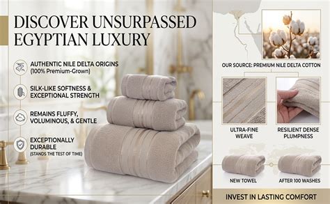 Onuia Bath Towels Bath Towel Egyptian Cotton 3 Packs