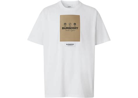 Burberry Label Applique Cotton Oversized T Shirt White Mens Gb