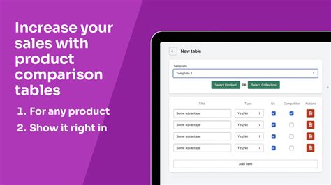pretty comparison tables create product comparison tables to enhance your storefront