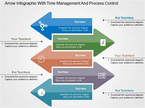 Arrow Infographic With Time Management And Process Control Flat Powerpoint Design Presentation