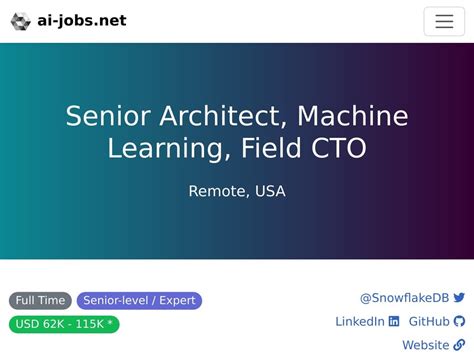 Hiring Senior Architect Machine Learning Field Cto Remote Rai