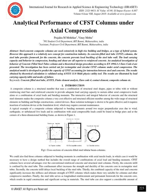 Analytical Performance Of Cfst Columns Under Axial Compression Strength Of Materials Buckling