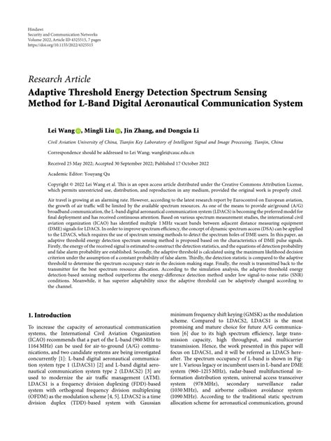 Pdf Adaptive Threshold Energy Detection Spectrum Sensing Method For L