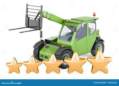 telescopic handlers with five golden stars 3d rendering stock
