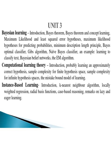 Ml Unit 3 Mid1 Pdf Statistical Classification Bayesian Inference
