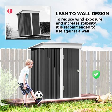 Outsunny 5 X 6ft Dark Grey Metal Lean To Pent Garden Shed Wilko