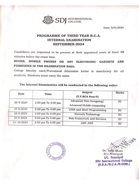 Tybca Sem 5 Internal Theory Exam Schedule Pdf