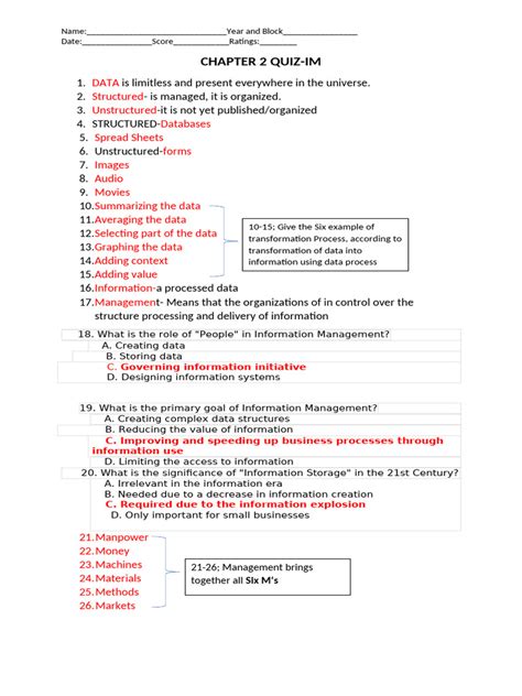 Chapter 2 Quiz Pdf Information Data