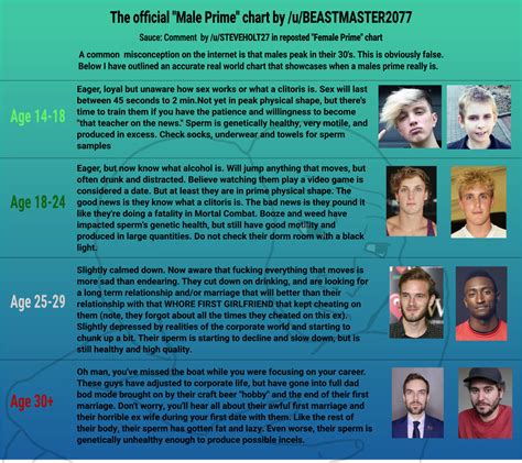Male Prime Chart By A Heterosexual Guy He Dunked On His Own Sex For You Lazy People R