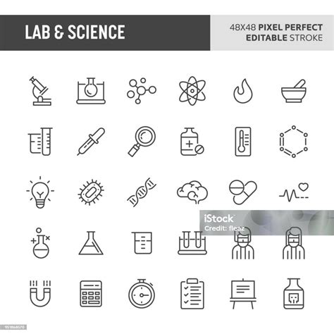 Lab Science Vector Icon Set Stock Illustration Download Image Now Icon Symbol Science Dna