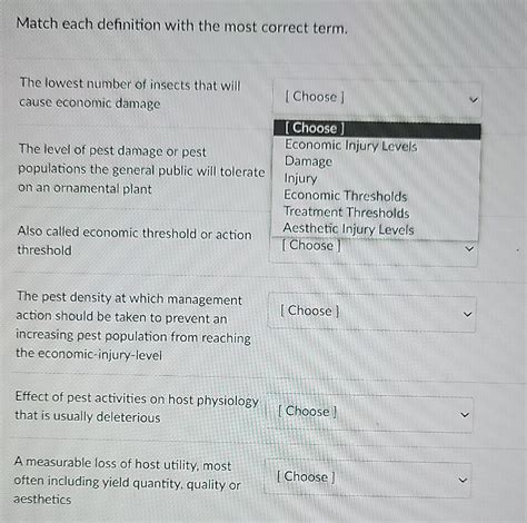 Solved Match Each Definition With The Most Correct Term The Chegg Com