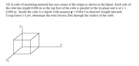 10 A Cube Of Insulating Material Has One Corner At The Origin As Shown