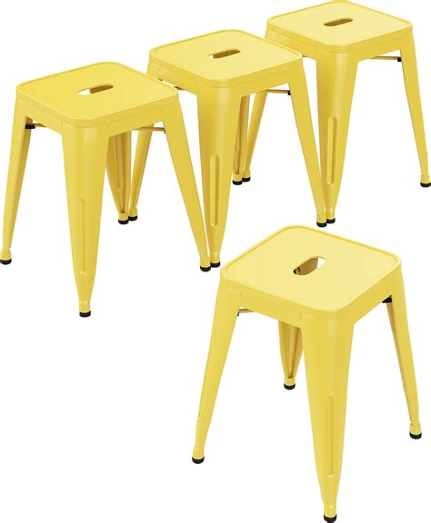 Alish 18 Inch Stools Backless Metal Stool Stackable Short