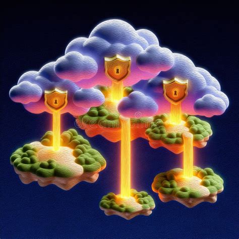 Abstract Illustration Of A Cloud Computing Network Emphasizing Data Security And Protection