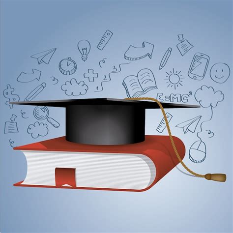 졸업 요소와 배경 무료 벡터