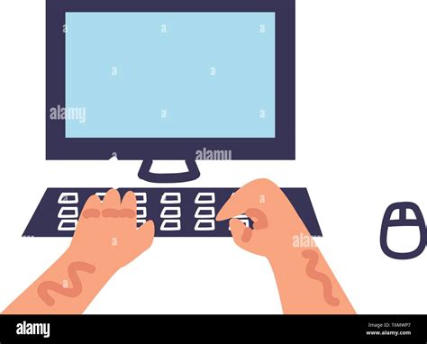 Man Typing On Computer Keyboard Stock Vector Images Alamy