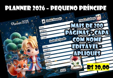 Planner 2026 Pequeno Príncipe Lojinha Materiaispdg