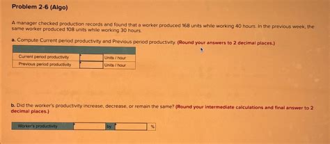 solved problem 2 6 algo a manager checked production