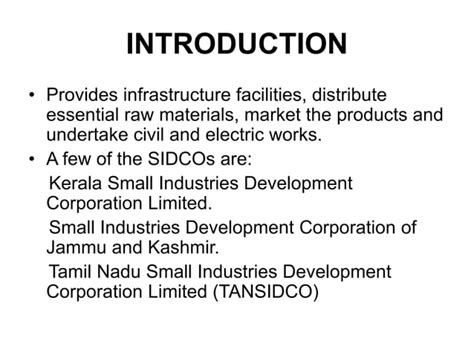 Role Of Sidco Pptx