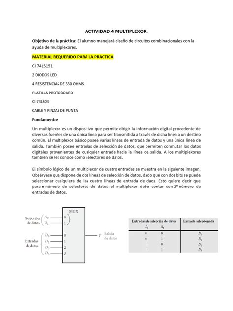 actividad 4 multiplexor pdf ciencias de la computación electrónica