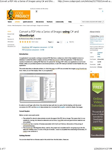 convert a pdf into a series of images using c and ghostscript pdf