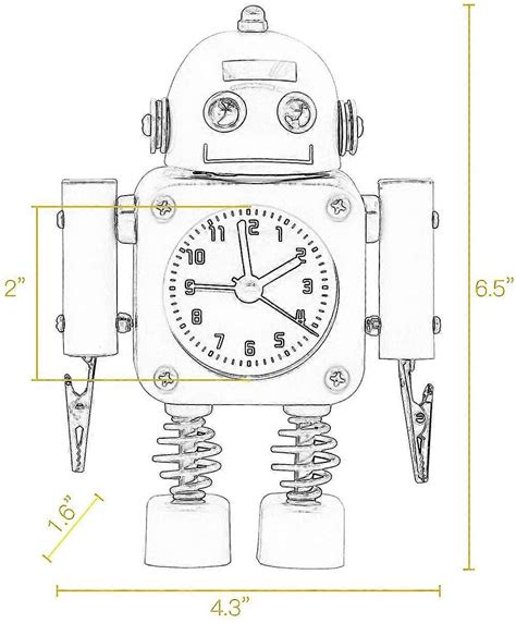 wekity robot alarm clock stainless metal wake up clock with flashing