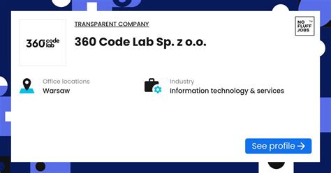 360 Code Lab Sp Z Oo Job Offers On No Fluff Jobs