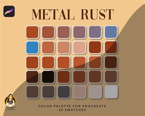 Metal Rust Procreate Color Palette 30 Swatch Rust Tones Metal