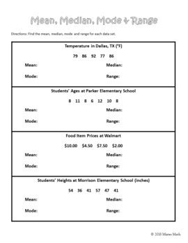 Mean Median Mode Range Guided Notes By Mister Math TPT