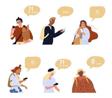 premium vector people speech bubble digital communication set