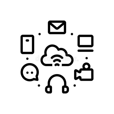 Black Line Icon For Communications Networking And Headphone Stock