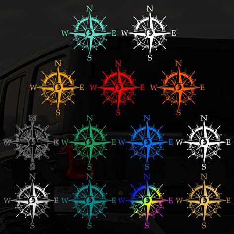 13 Color Compass Reflective Sticker Car Styling Rear Windshield Window Body Sticker Bicycle