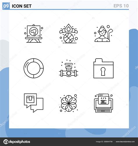 Universal Outlines Set Web Mobile Applications Gauge Finance Female Golf Stock Vector By