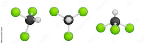Molecule Of Trichloromethane Chloroform Set Of Views Molecular Formula Chcl3 Chemical