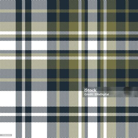 매끄러운 타탄 격자 무늬 패턴 질감 가을 겨울 플란넬 셔츠 스카프 담요 던지기 이불 커버 또는 기타 현대적인 섬유 프린트를위한 어두운 올리브 녹색 파란색 및 흰색 체크 격자