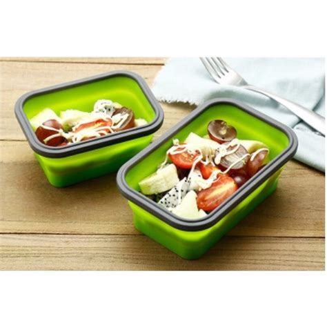 Silicone Collapsible Foldable Tupperware Container Food Grade Storage Lunch Box Portable