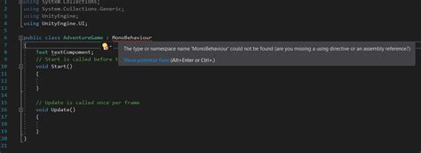 Using UnityEngine UI Errors Ask GameDev Tv