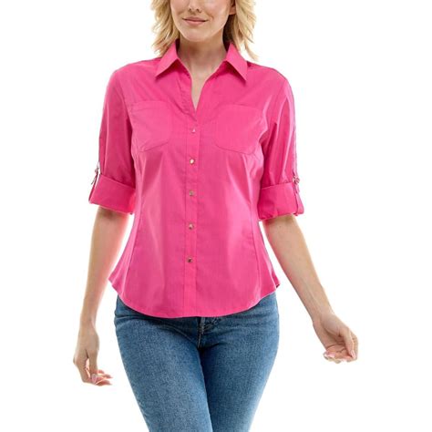 Zac And Rachel Womens Button Up Shirt With Two Front Pocket Design And