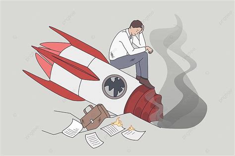 Failed And Crashed Business Rocket Startup Start People Startup Vector Start People Startup