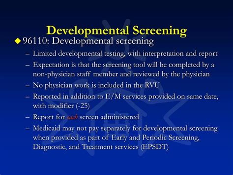 Ppt Developmental Screening Billing And Coding Powerpoint Presentation Id 254024
