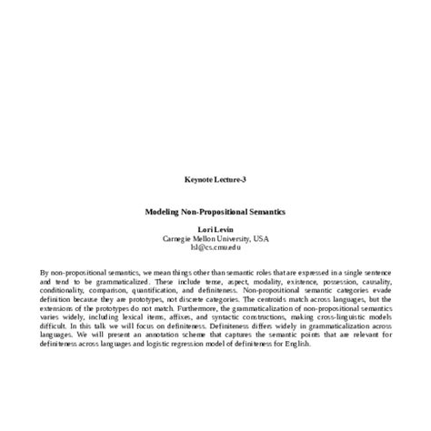 Keynote Lecture 3 Modeling Non Propositional Semantics Acl Anthology