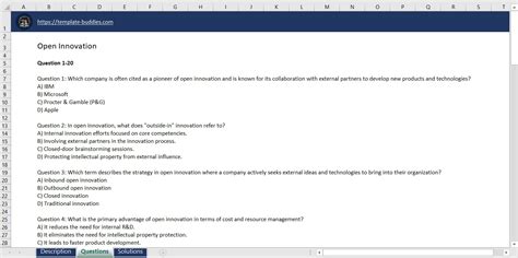 Open Innovation Multiple Choice Template Buddies