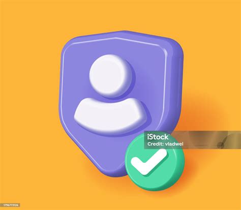 Personal User Data Protect 3d Icon Vector Graphic Person Safety Secure Check Shield Check Mark