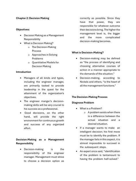 chapter 2 decision making pdf decision making evaluation